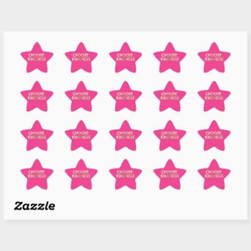 School Antibullying Pink Choose Kindness Star Sticker | Zazzle