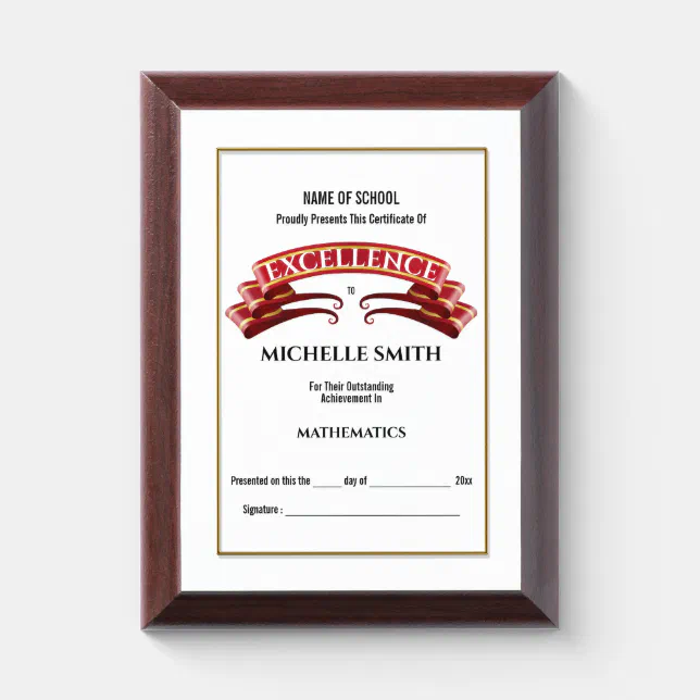 School award red gold ribbon banner achievement | Zazzle