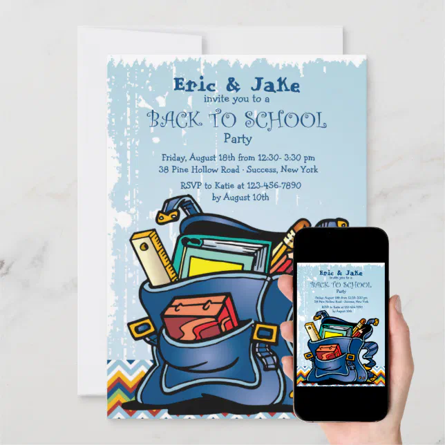School Backpack Invitation | Zazzle