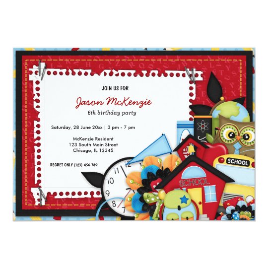 School birthday theme invitation | Zazzle.com