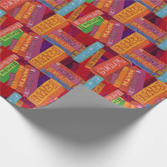 School Books Pattern Wrapping Paper | Zazzle
