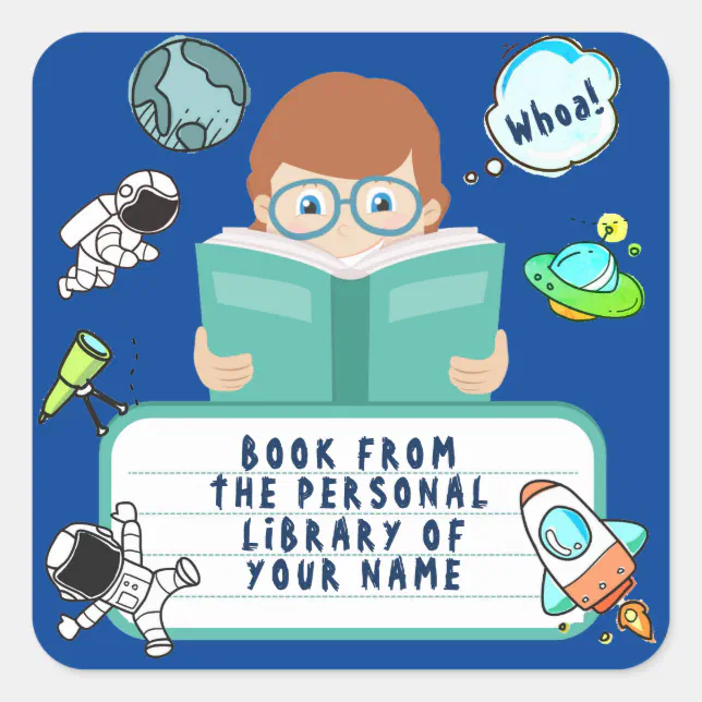 SCHOOL BOY, STUDENT BOOK, CHILD, KID, BOOK READER SQUARE STICKER | Zazzle