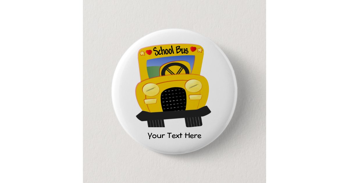 School Bus 2 (Customizable) Button | Zazzle