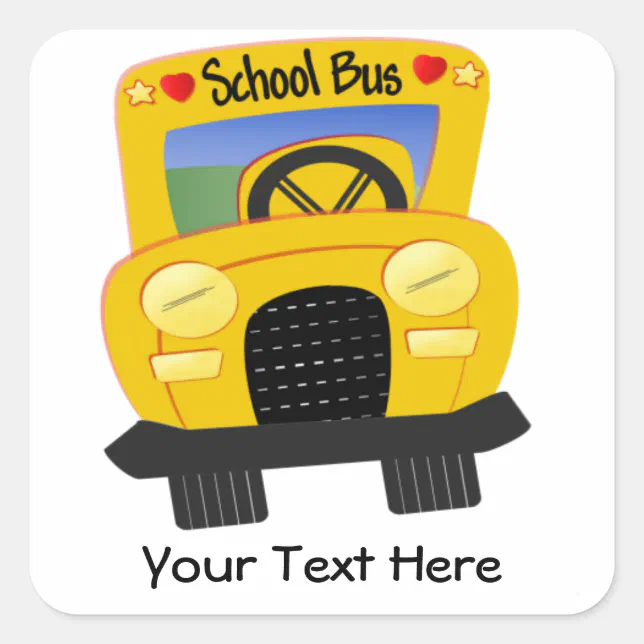 School Bus 2 (Customizable) Square Sticker | Zazzle