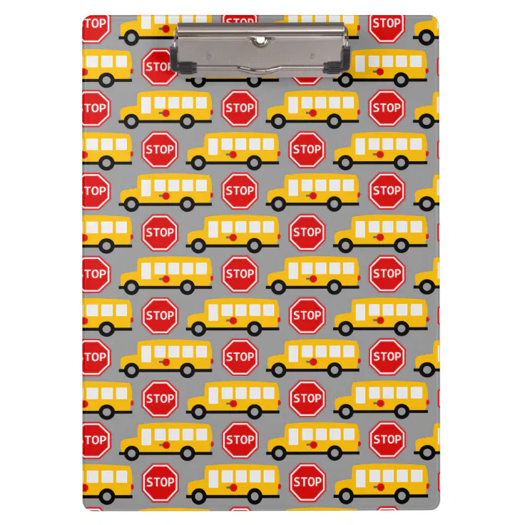 School Bus and Stop Sign Clipboard | Zazzle