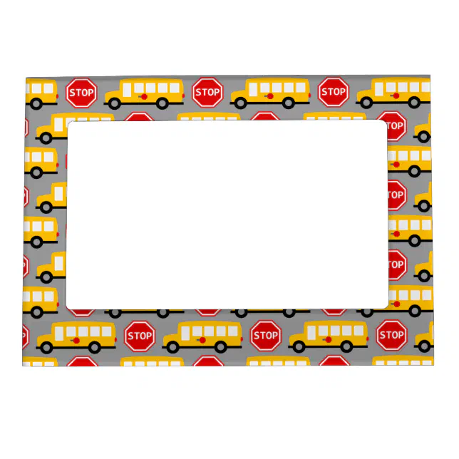 School Bus and Stop Sign Magnetic Picture Frame | Zazzle