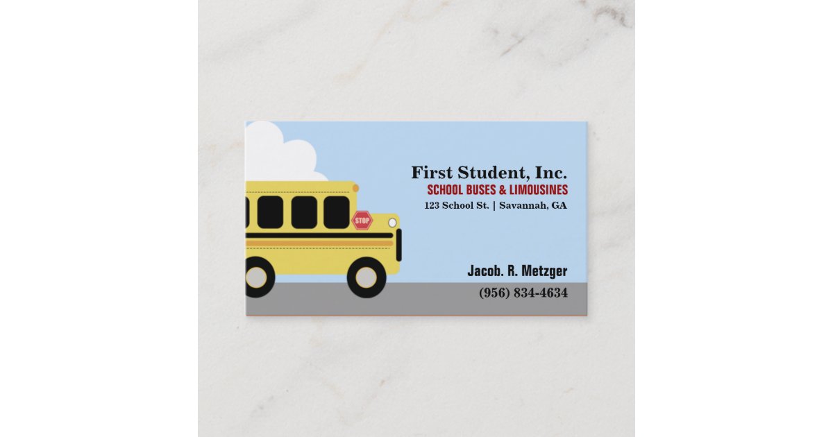 School Bus Automotive Business Card Template | Zazzle