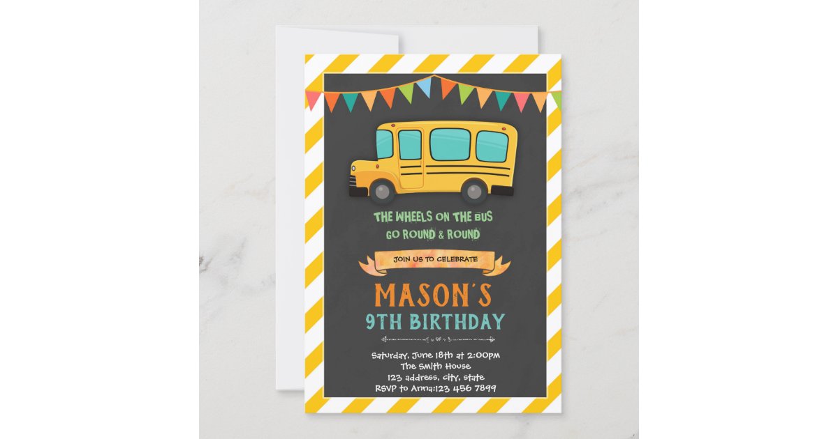 School Bus Birthday Invitation | Zazzle