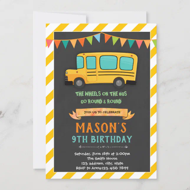 School Bus Birthday Invitation | Zazzle