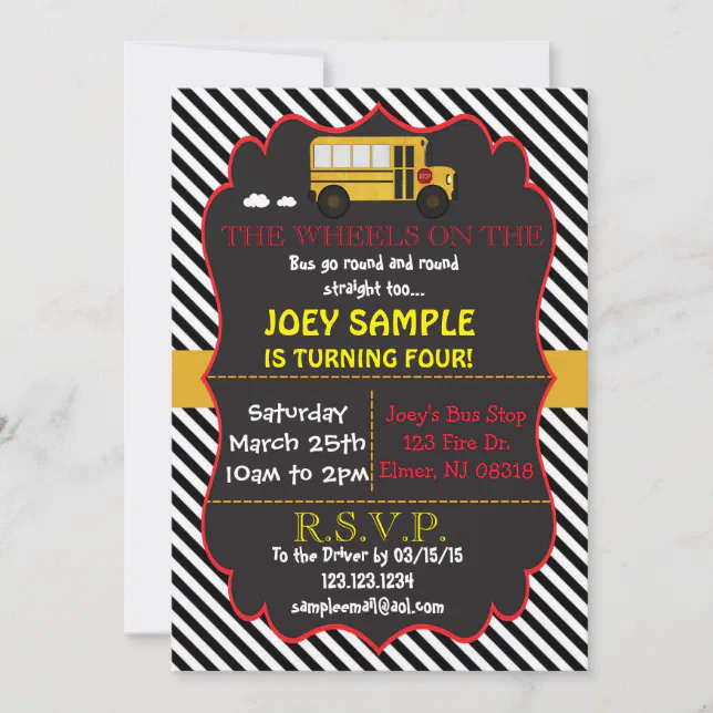 School Bus Birthday Invitation | Zazzle