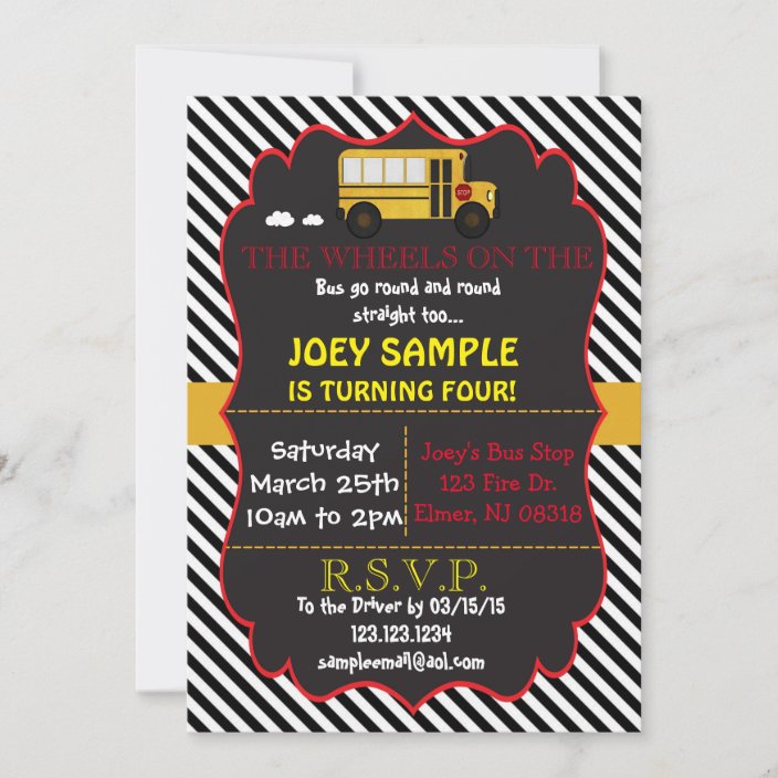 School Bus Birthday Invitation | Zazzle.com