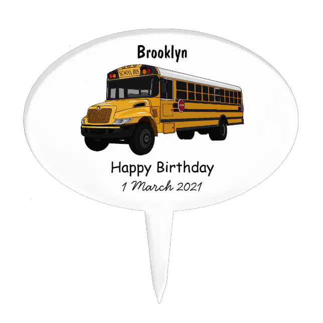 School bus cartoon illustration cake topper | Zazzle