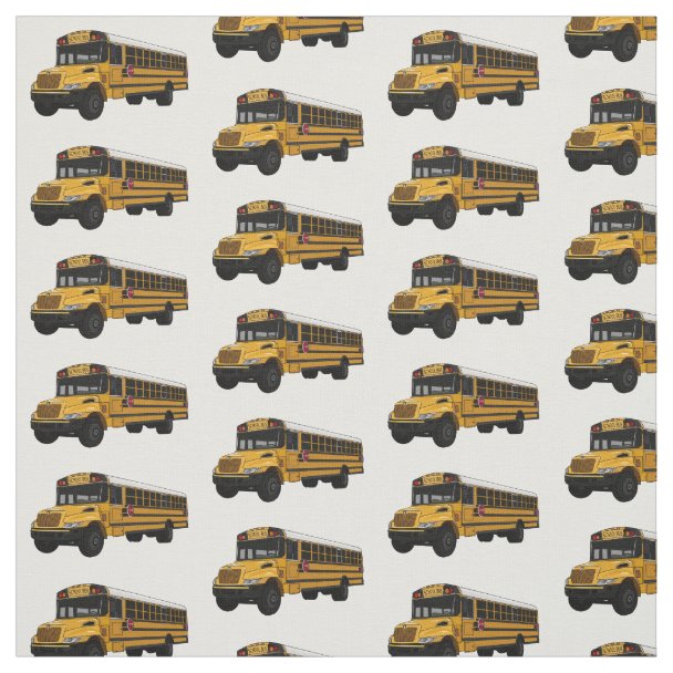 Yellow School Bus Fabric | Zazzle