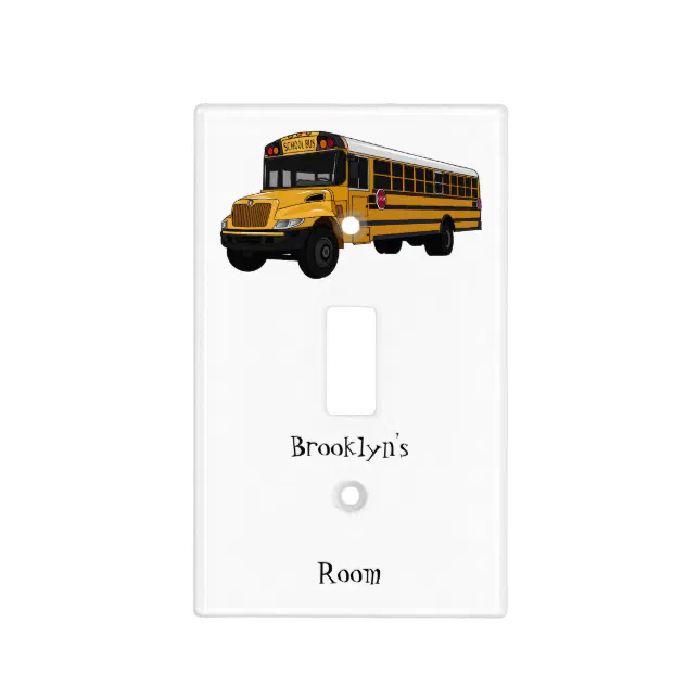 School bus cartoon illustration light switch cover | Zazzle