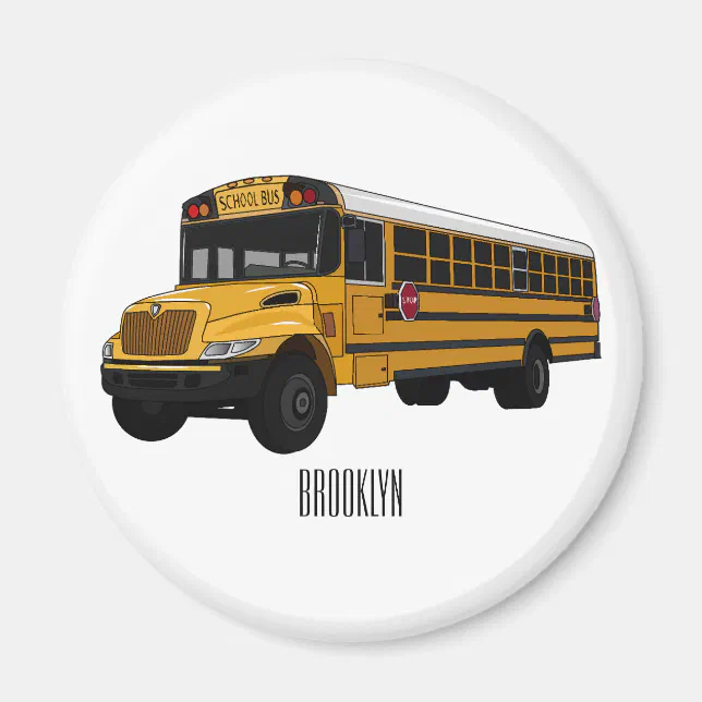 School bus cartoon illustration magnet | Zazzle