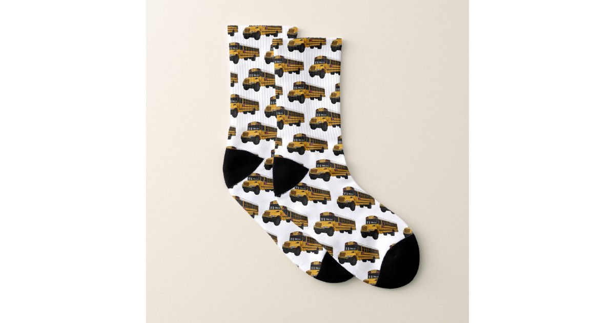 School bus cartoon illustration socks | Zazzle