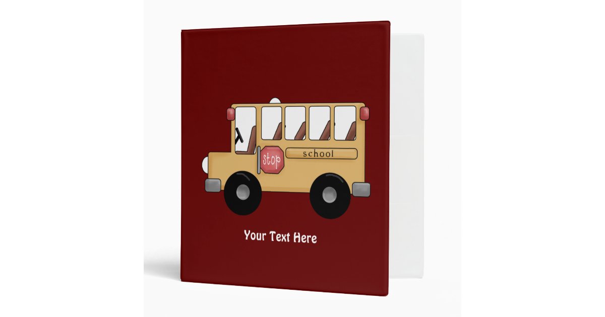 School Bus (Customizable) Binder | Zazzle