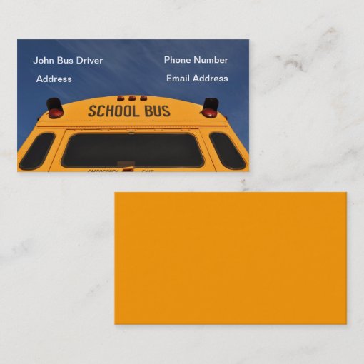 School Bus Driver Business Card | Zazzle