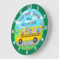 School Bus Driver Cute Animals | Personalized Name Large Clock | Zazzle