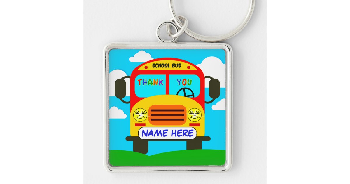 School Bus Driver Keychain with NAME or YOUR TEXT | Zazzle