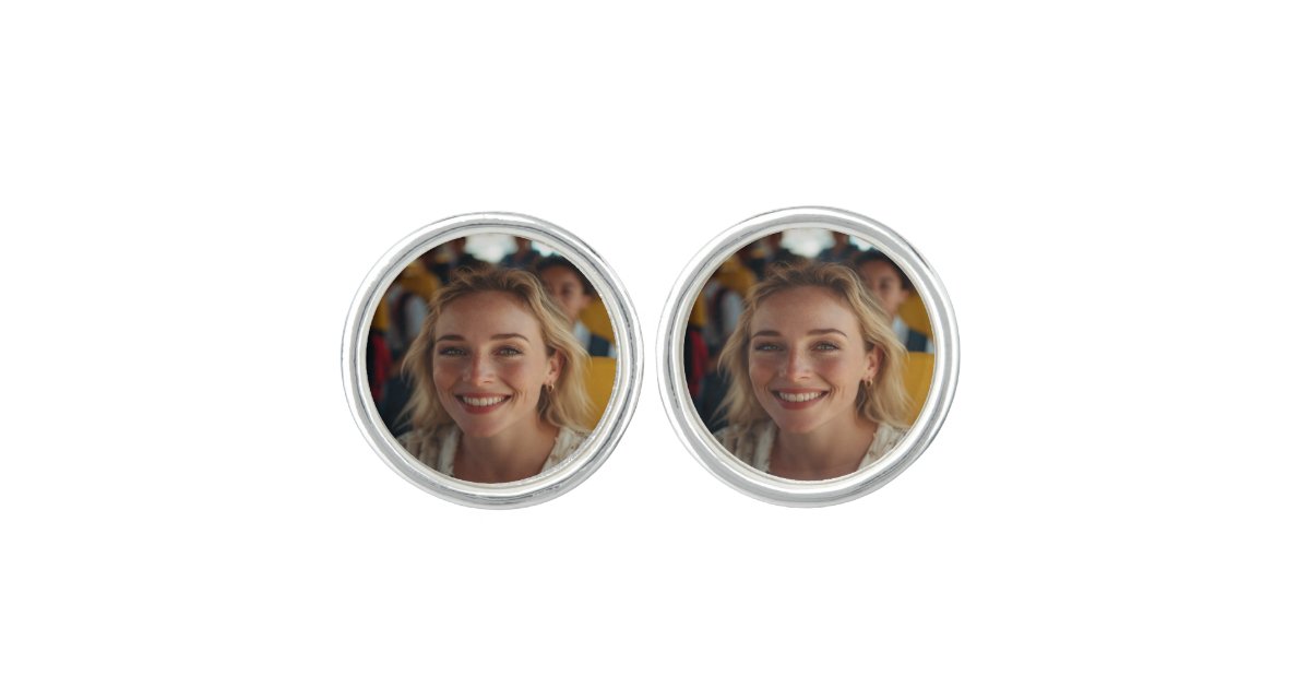 School Bus Driver Photo Customize Cufflinks | Zazzle