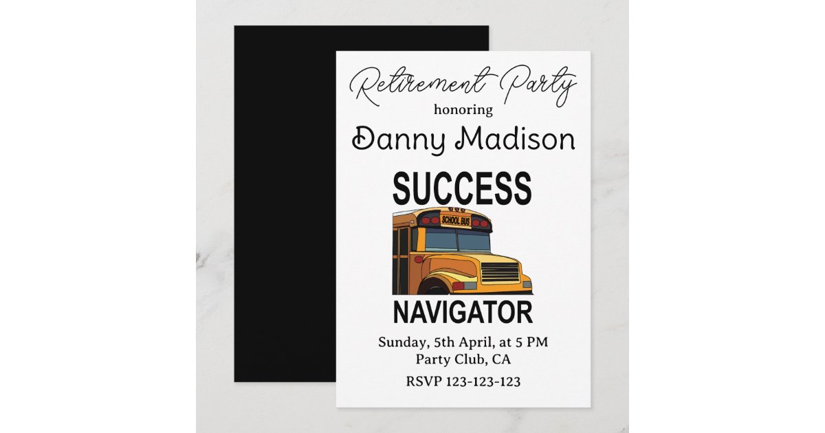 School Bus Driver Retirement Party Invitation | Zazzle