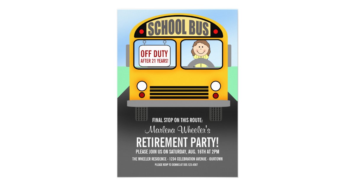 School Bus Driver Retirement Party Invitations