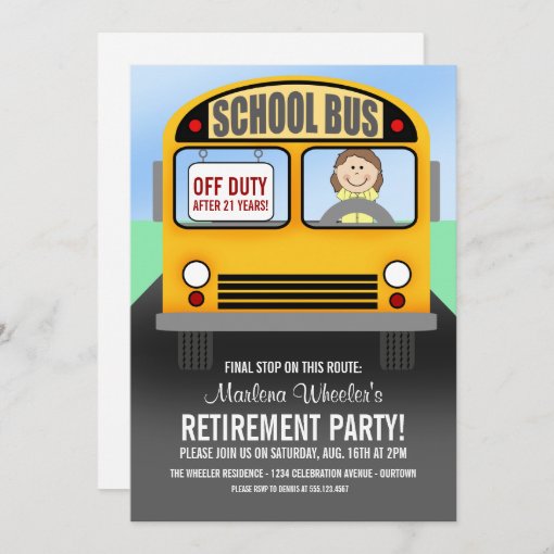 School Bus Driver Retirement Party Invitations | Zazzle