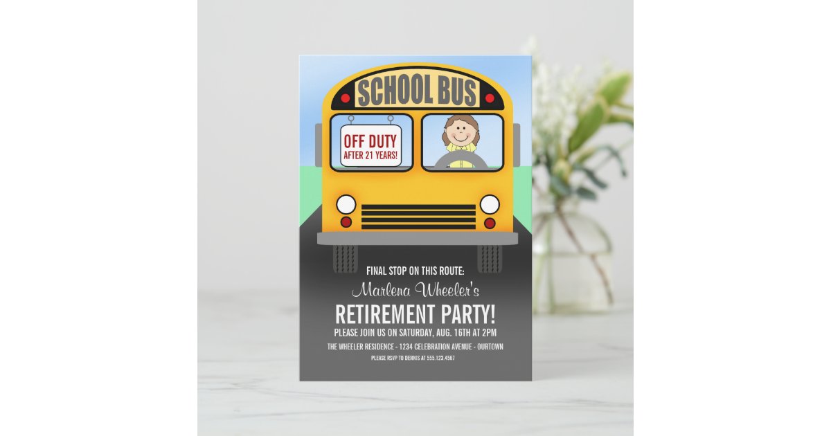 School Bus Driver Retirement Party Invitations | Zazzle