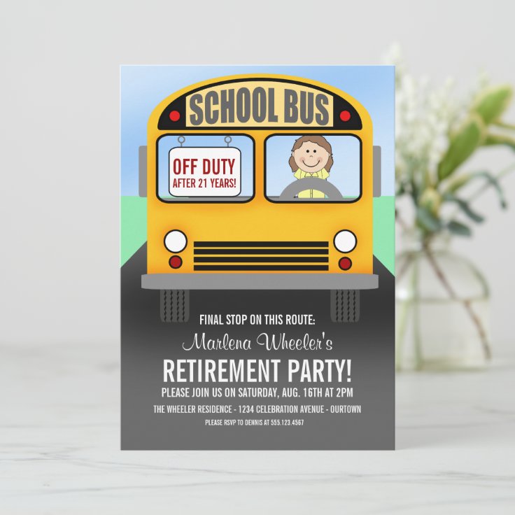 School Bus Driver Retirement Party Invitations | Zazzle