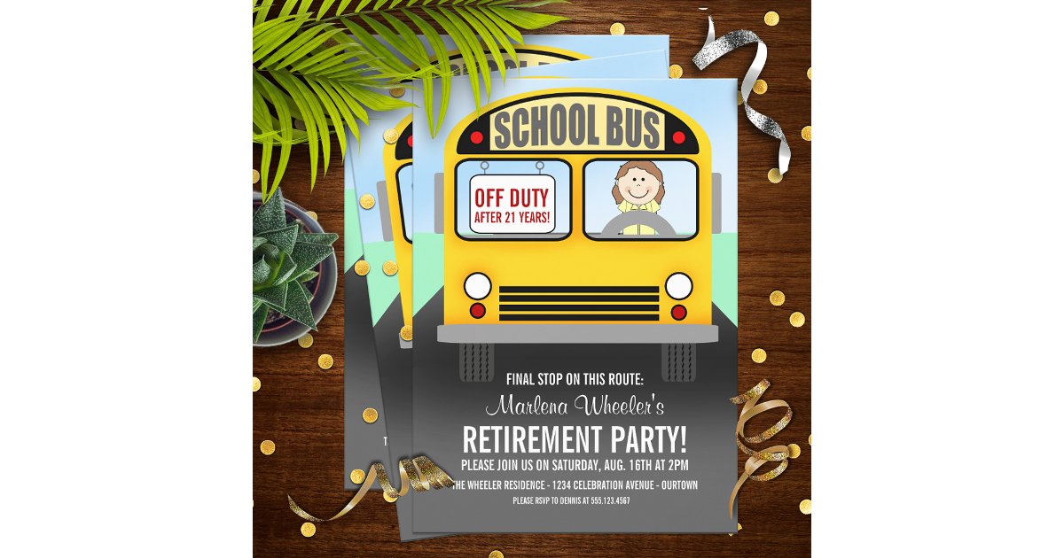 School Bus Driver Retirement Party Invitations | Zazzle