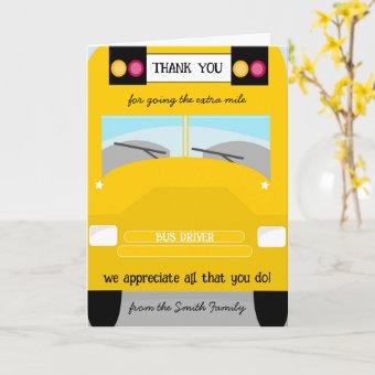 school Bus driver thank you gift volunteer Card | Zazzle