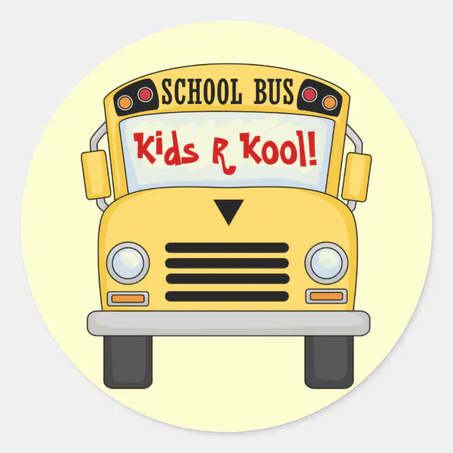 School Bus Kids R Kool Fun Stickers | Zazzle