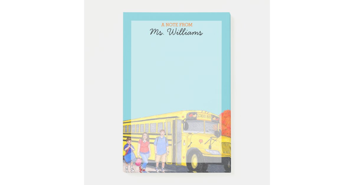 School Bus Personalized Teacher Notes | Zazzle