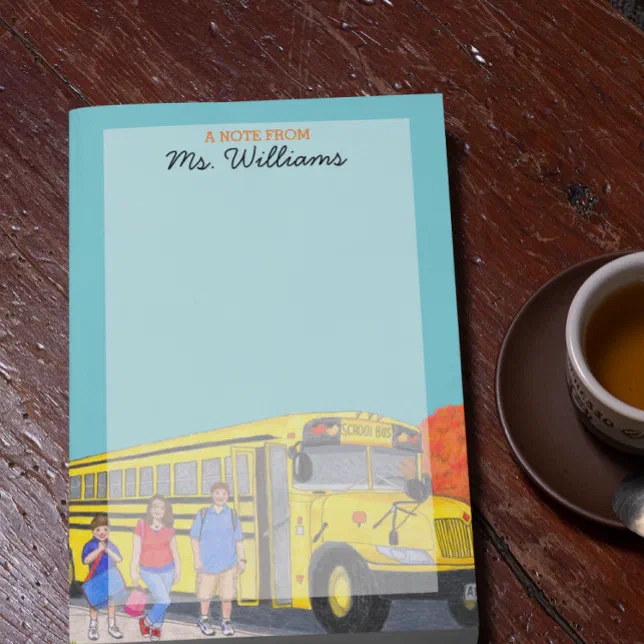 School Bus Personalized Teacher Post-it Notes | Zazzle