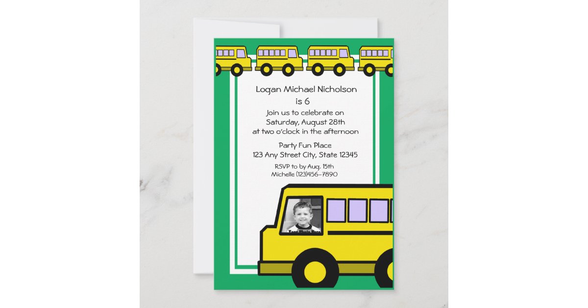 School Bus/ photo Invitation | Zazzle