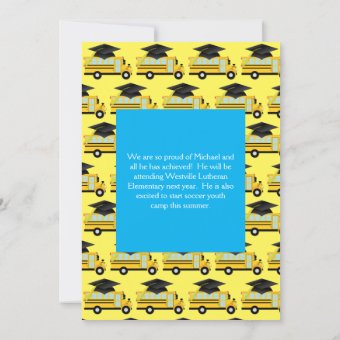 School Bus Preschool Graduation Party Elementary Invitation | Zazzle