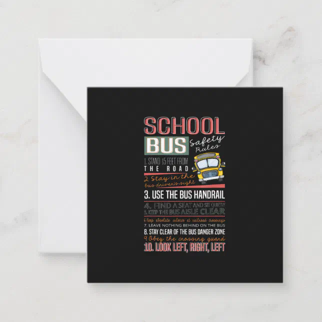 School Bus Safety Rules T , School Bus Driver Note Card | Zazzle