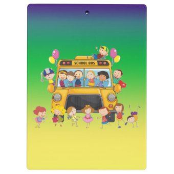 School Bus School Kids Clip Board | Zazzle