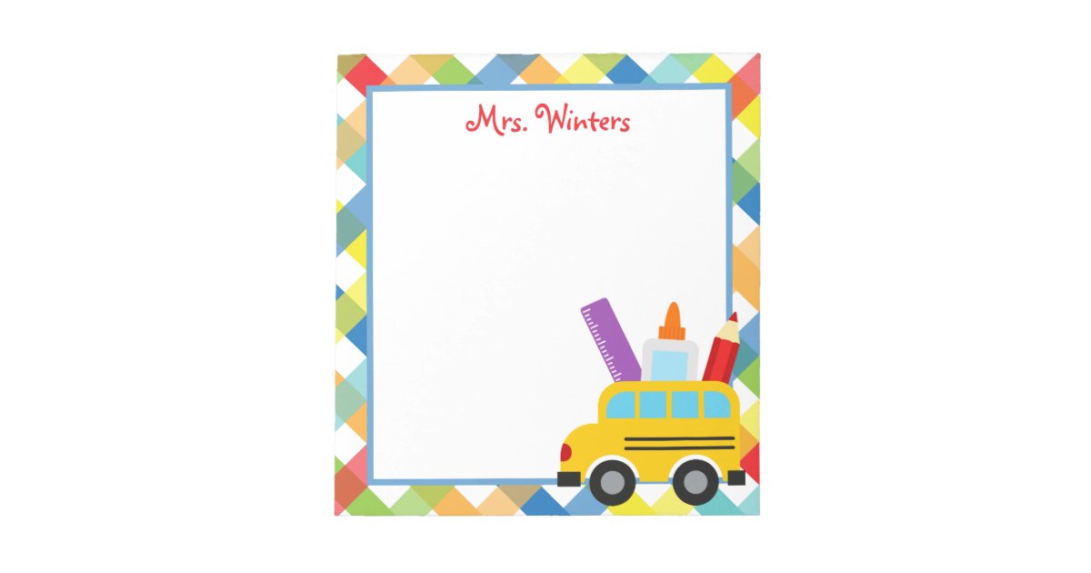 School Bus Teacher Personalized Notepad | Zazzle