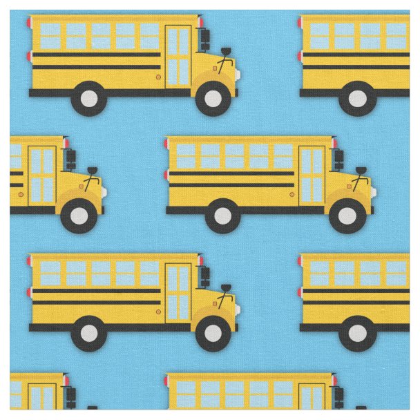 Cute School Bus Fabric | Zazzle