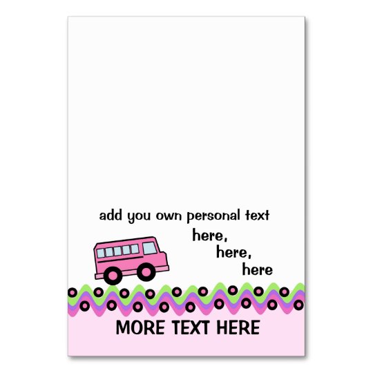 School Bus Wheels Pink Party Card 2 | Zazzle.com