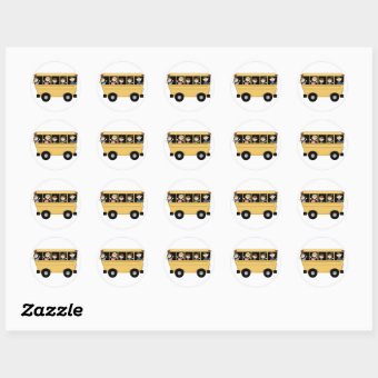 School Bus with Kid's & Driver D2 Stickers | Zazzle