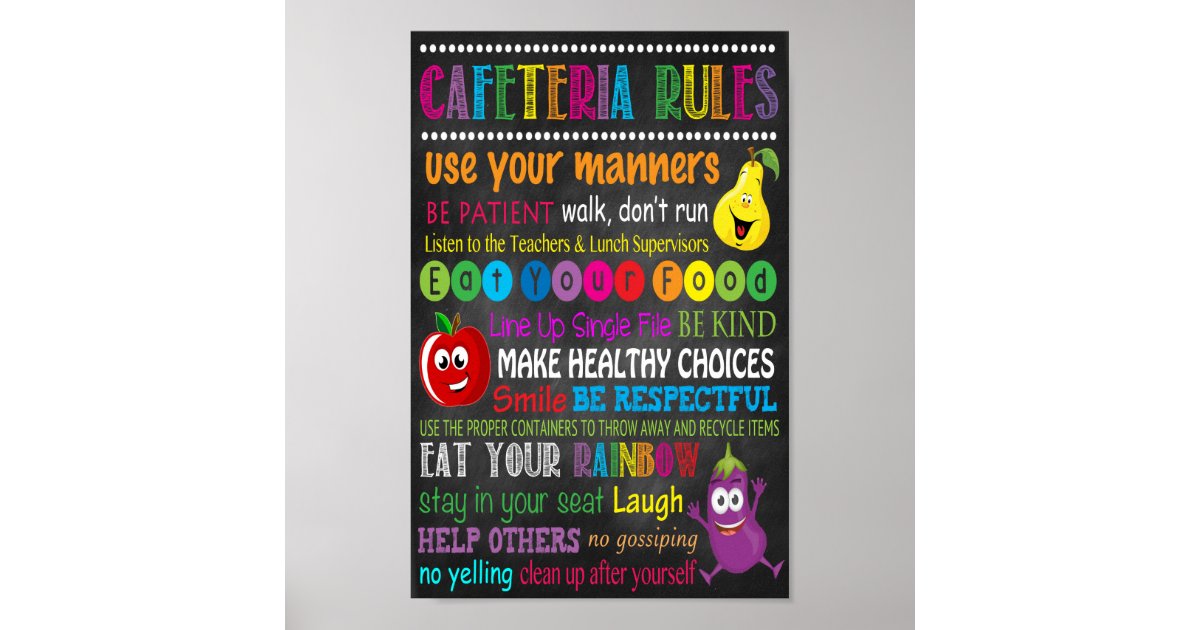 School Cafeteria Rules Poster | Zazzle