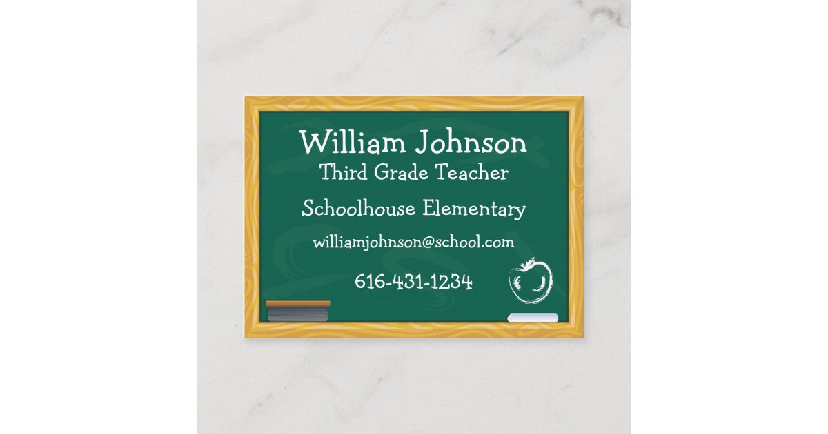 School Chalkboard Teacher Business Card | Zazzle