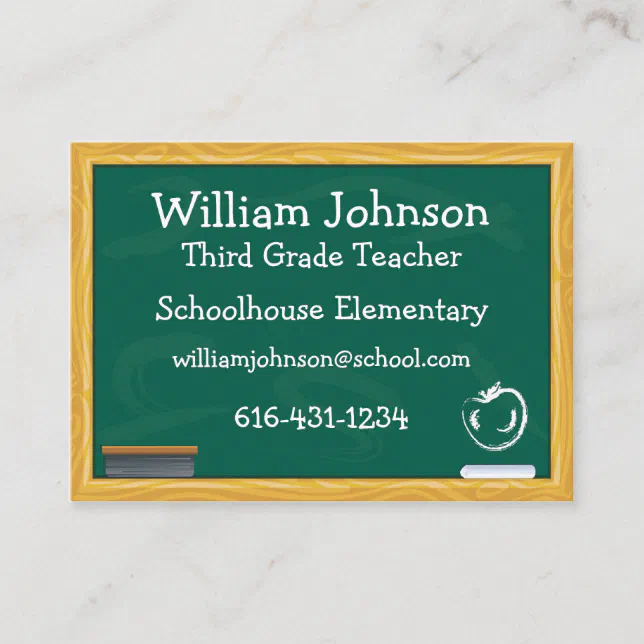 School Chalkboard Teacher Business Card | Zazzle