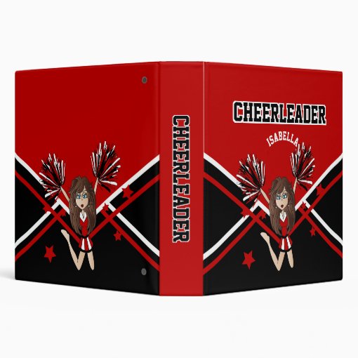 School Cheerleader Black, White & Dark Red Binder | Zazzle