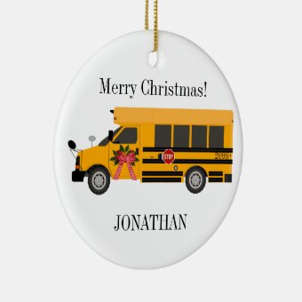 School Children Bus Personalized Ceramic Ornament | Zazzle