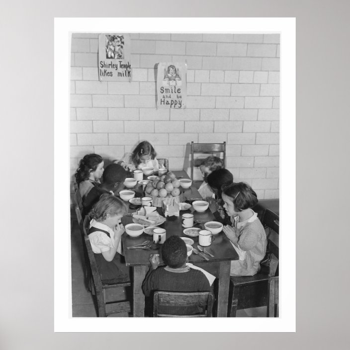 School Children Eating Lunch - Vintage Poster | Zazzle.com