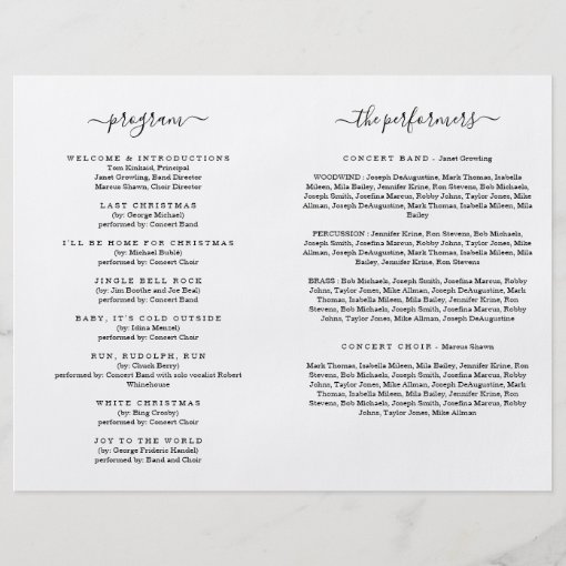 School Choir or Band Concert Program Flyer | Zazzle